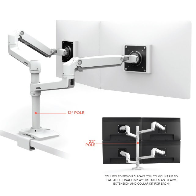 LX Dual stacking arm, tall pole 45-509-216 – Miltan